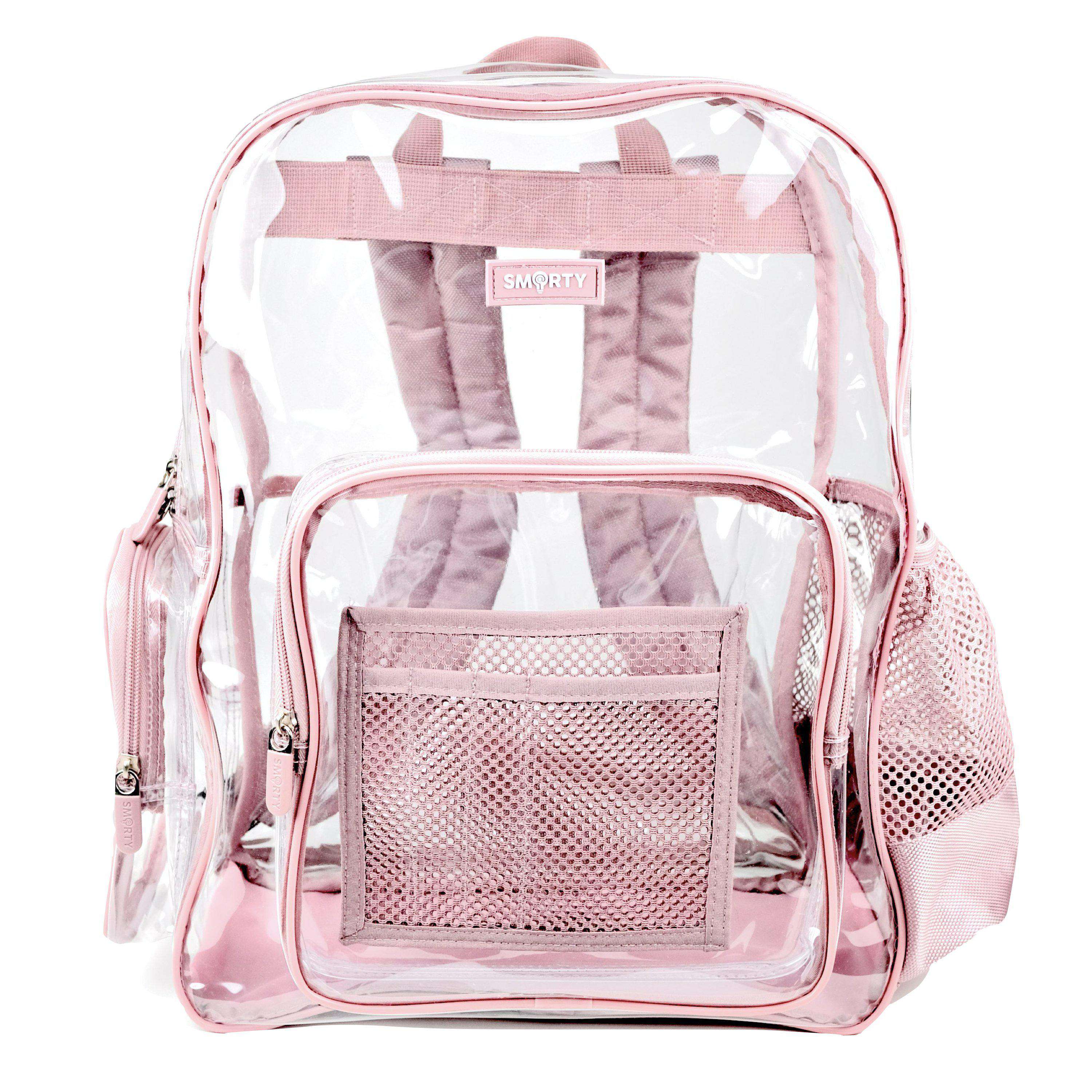 Heavy Duty Clear Backpack - Ash Pink (Large) | SMARTY Clear Co.