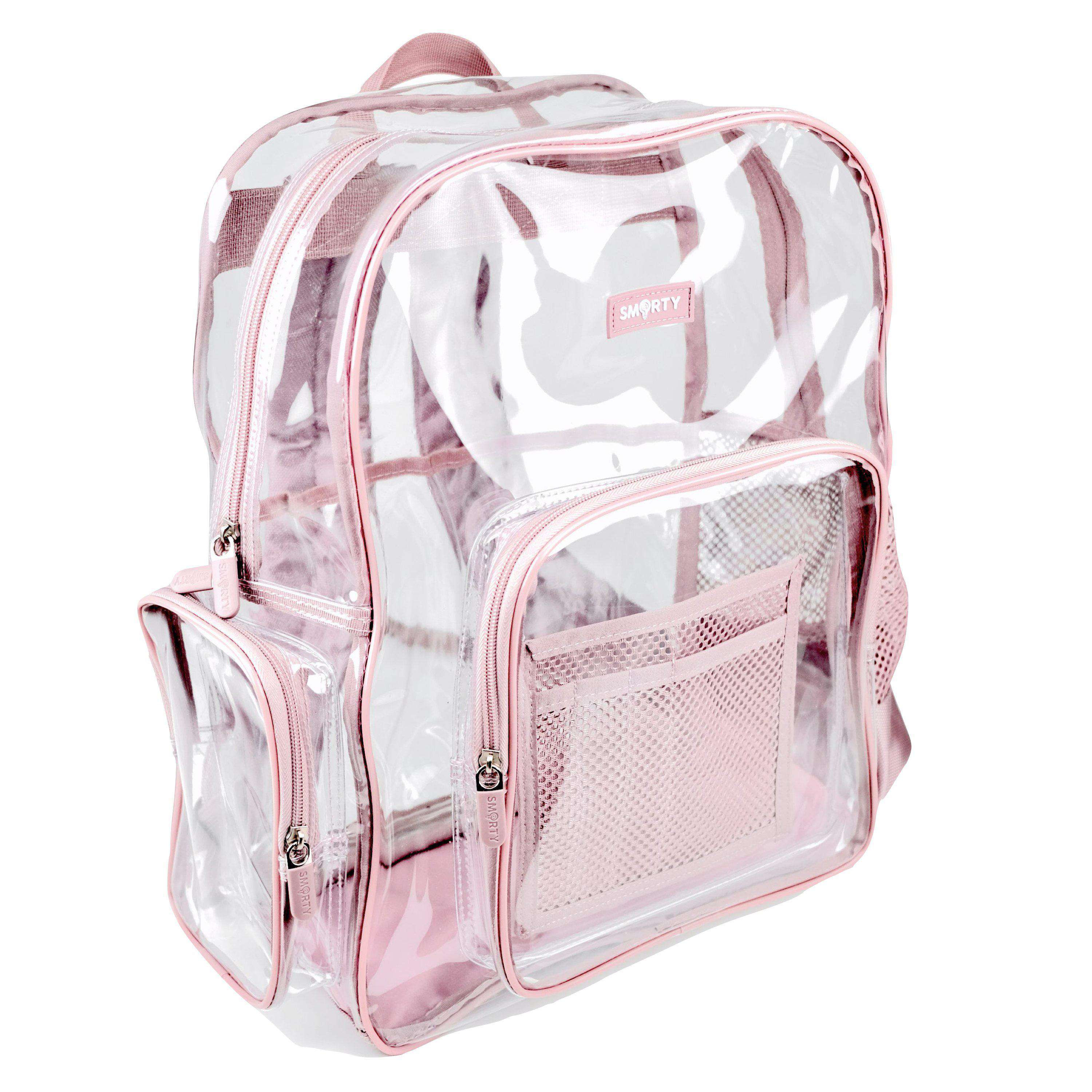 Heavy Duty Clear Backpack - Ash Pink (Large) | SMARTY Clear Co.