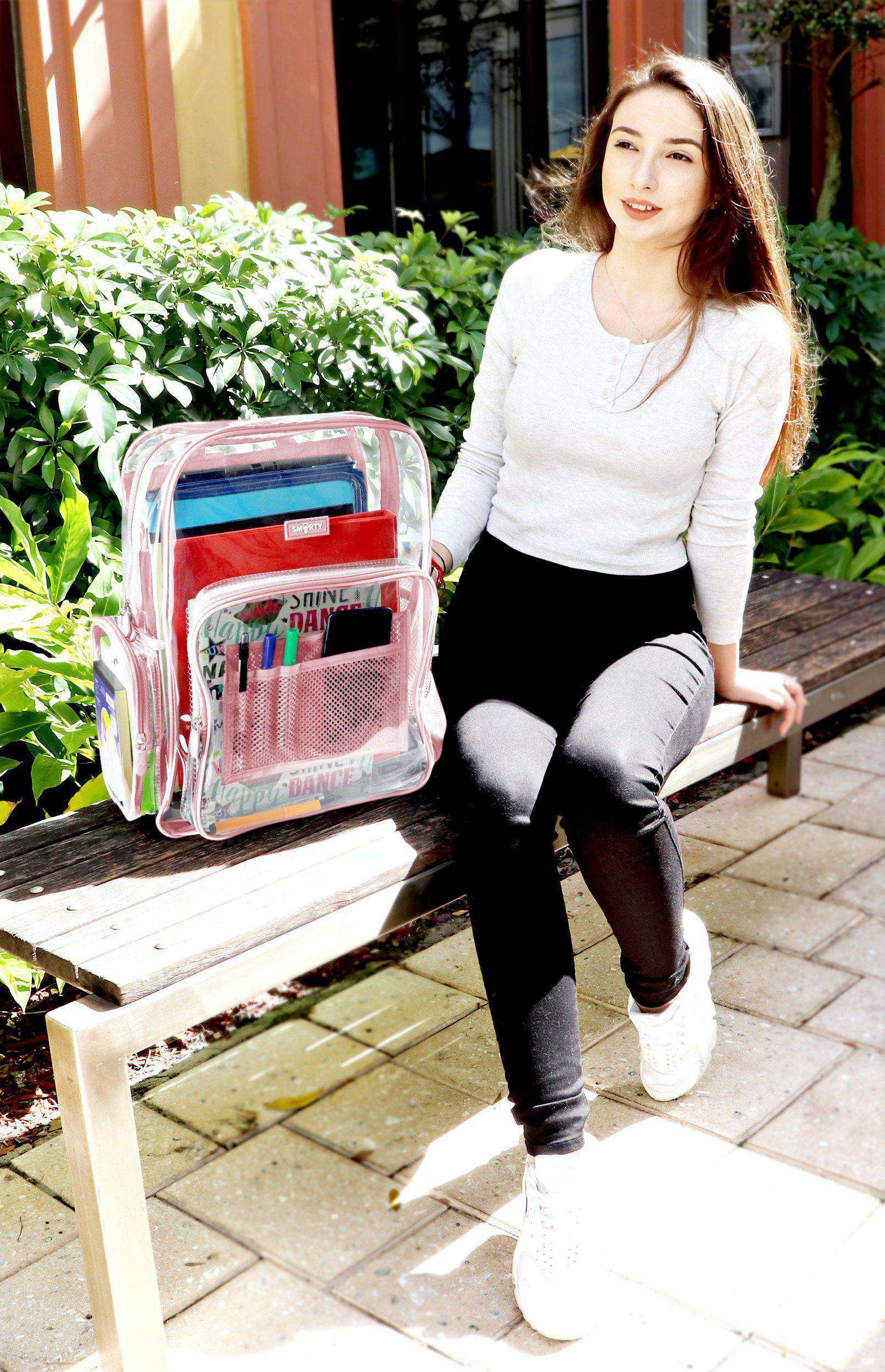 Heavy Duty Clear Backpack - Ash Pink (Large) | SMARTY Clear Co.