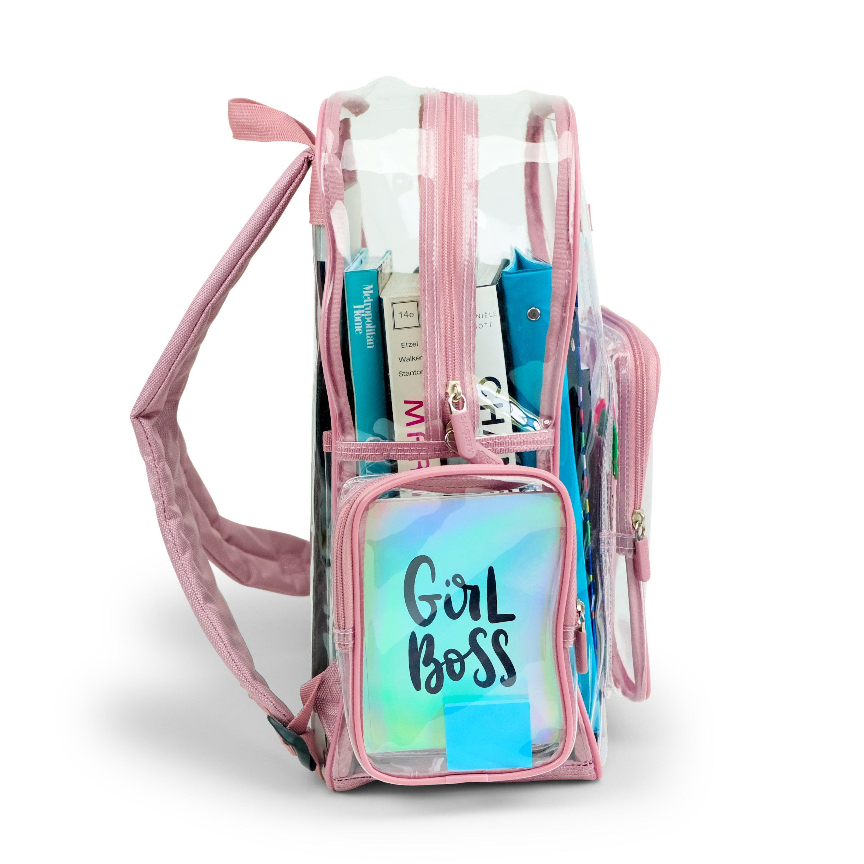 Heavy Duty Clear Backpack V6 - Ash Pink (Medium) | SMARTY Clear Co.