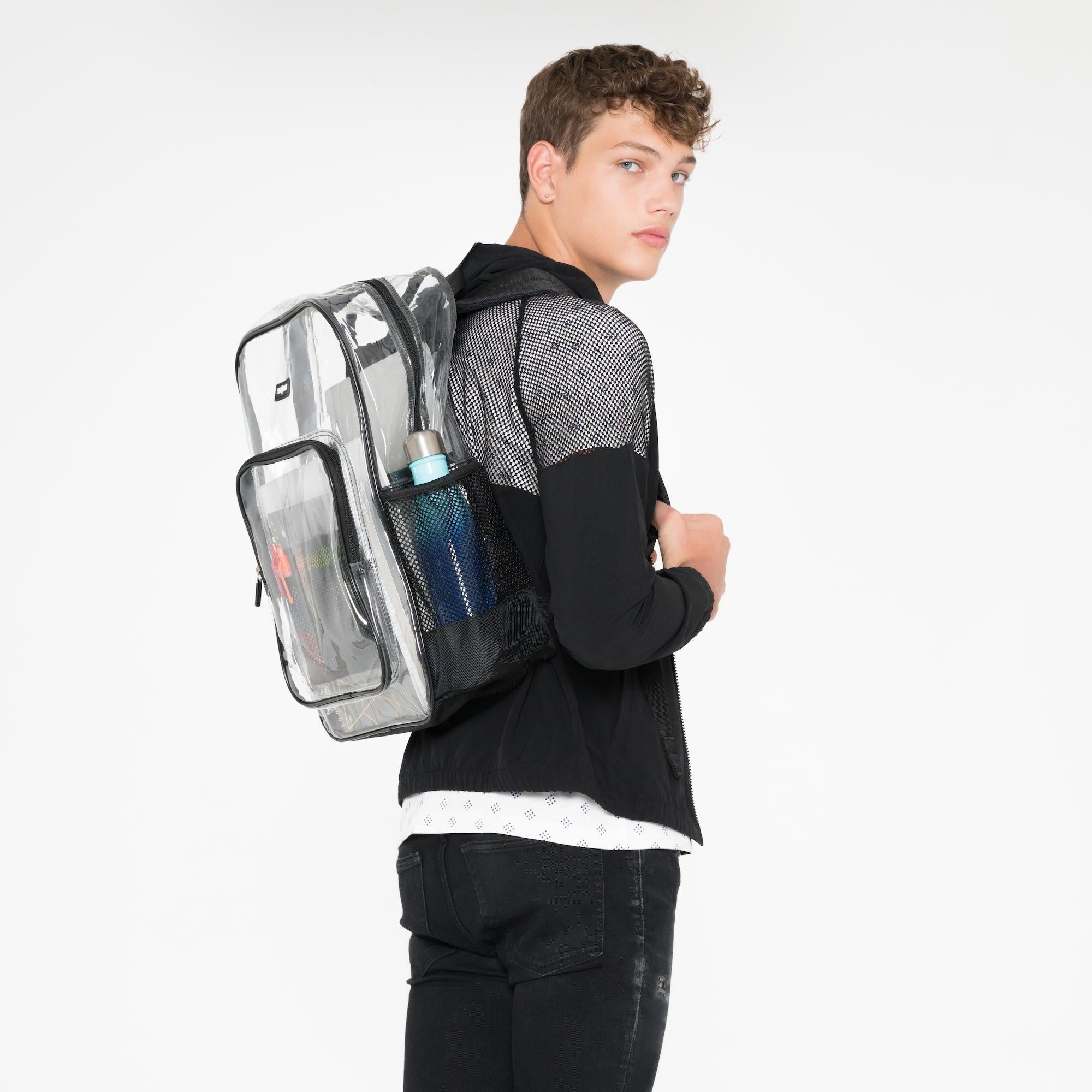 Heavy Duty Clear Backpack - Bold Black (Large) | SMARTY Clear Co.