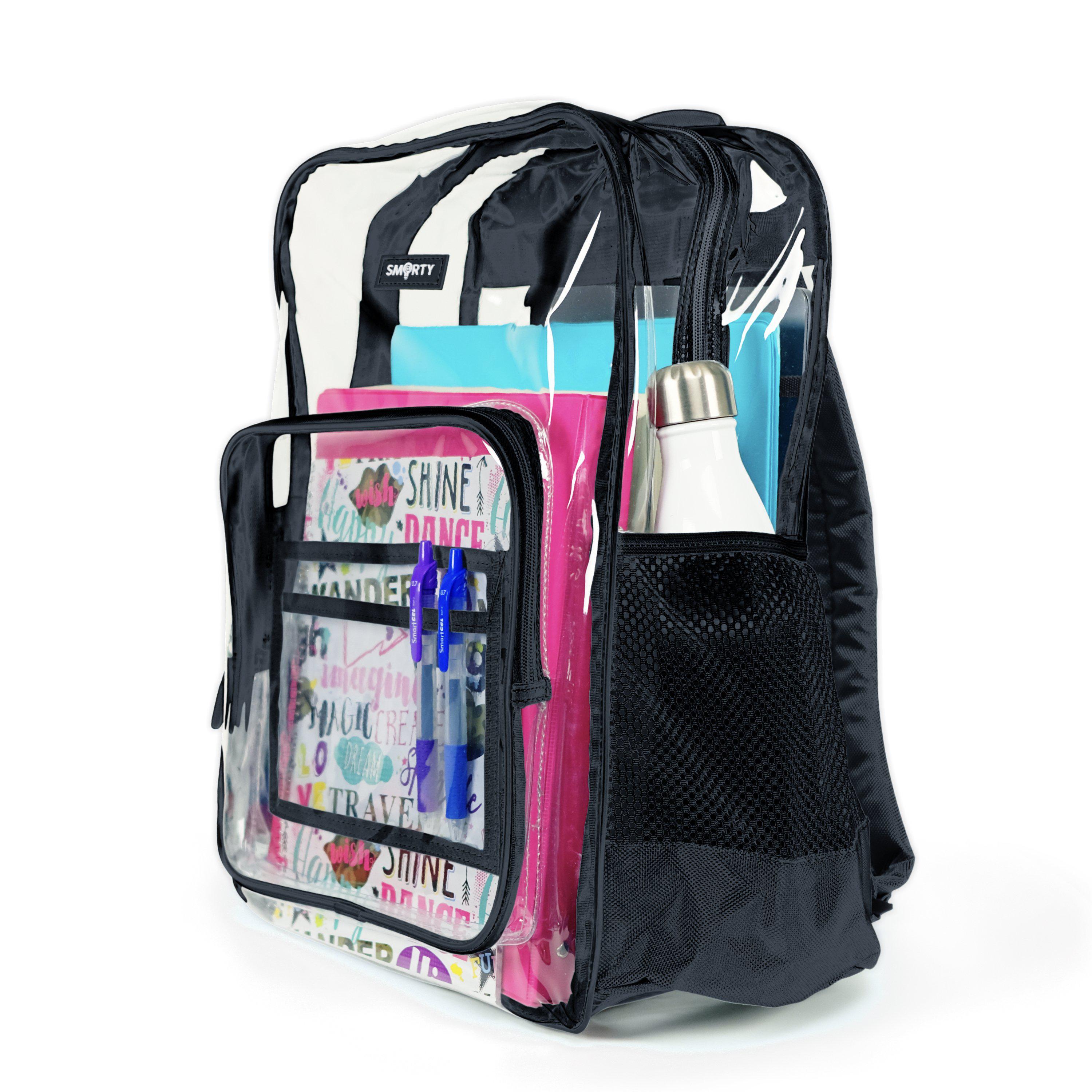 Heavy Duty Clear Backpack V6 - Bold Black (Large) | SMARTY Clear Co.