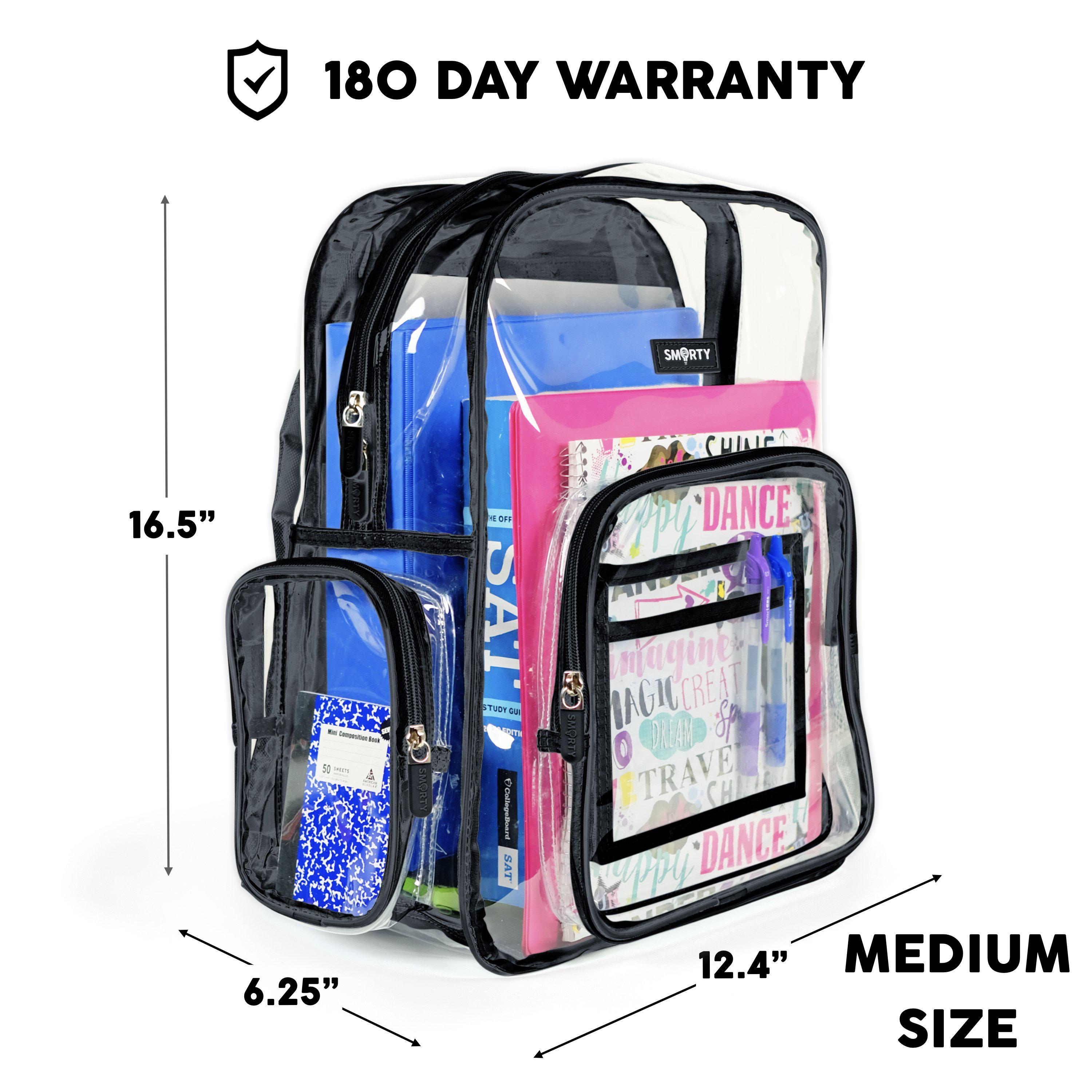Heavy Duty Clear Backpack - Bold Black (Medium) | SMARTY Clear Co.