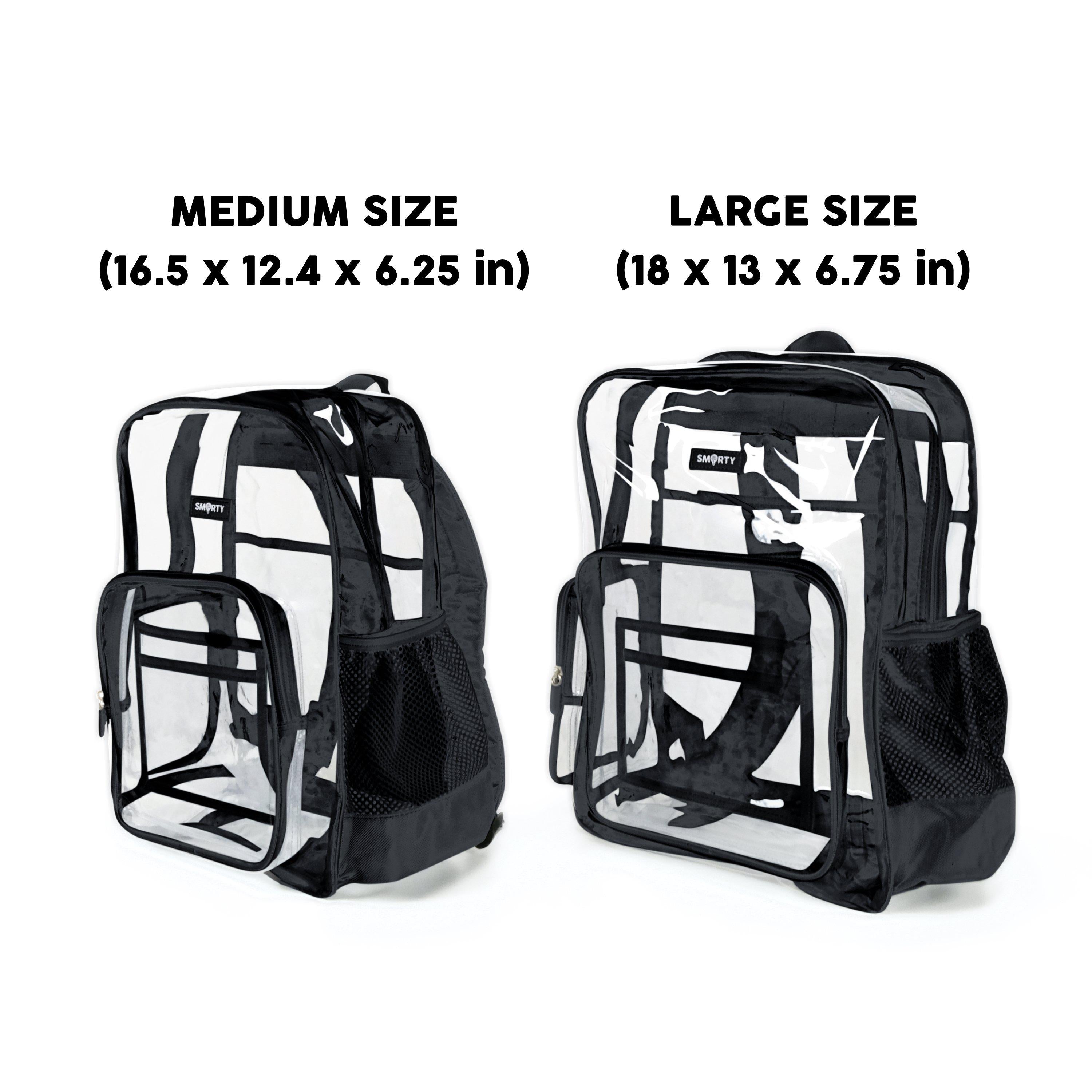 Heavy Duty Clear Backpack - Bold Black (Medium) | SMARTY Clear Co.
