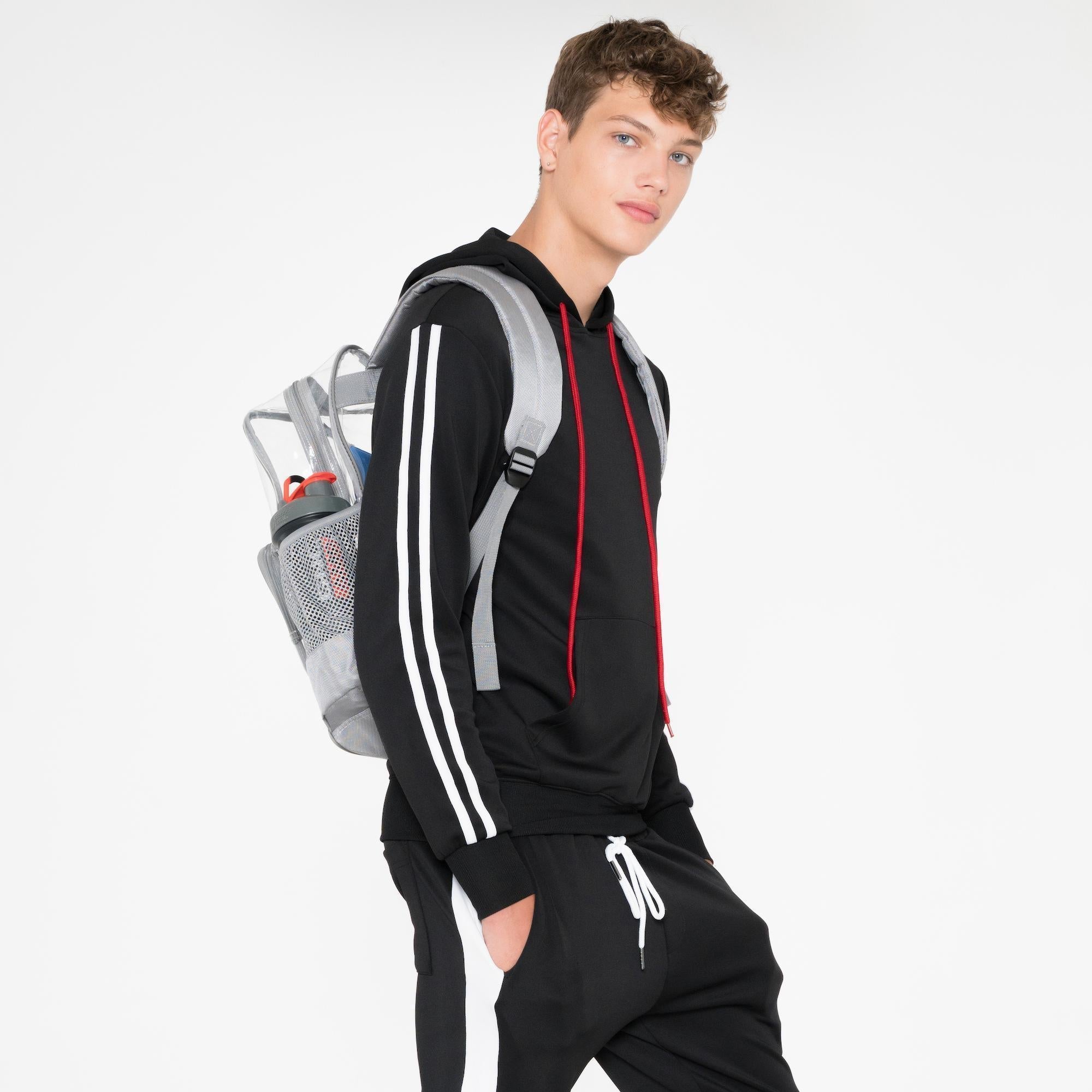 Heavy Duty Clear Backpack - Silver Gray (Medium) | SMARTY Clear Co.