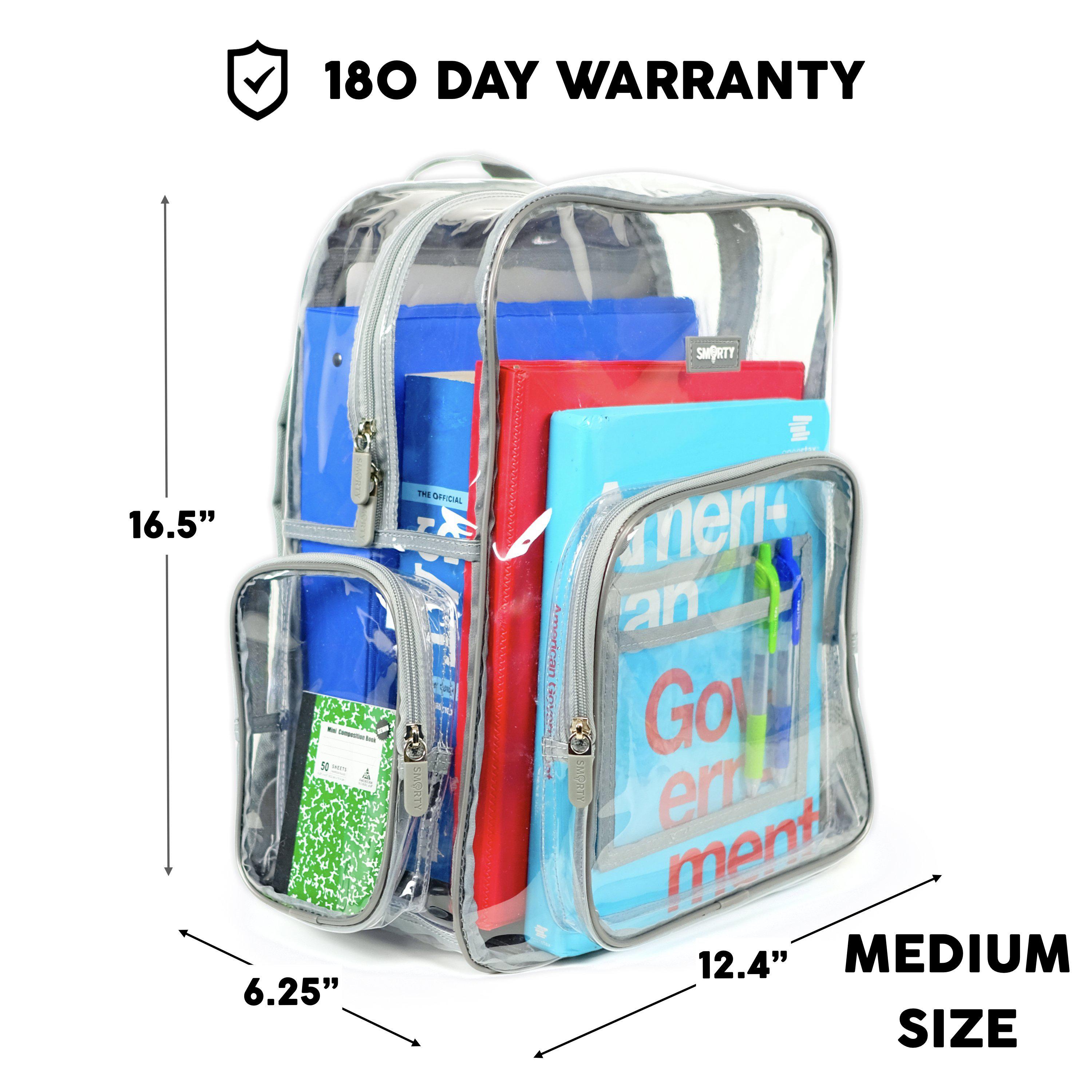 Heavy Duty Clear Backpack - Silver Gray (Medium) | SMARTY Clear Co.