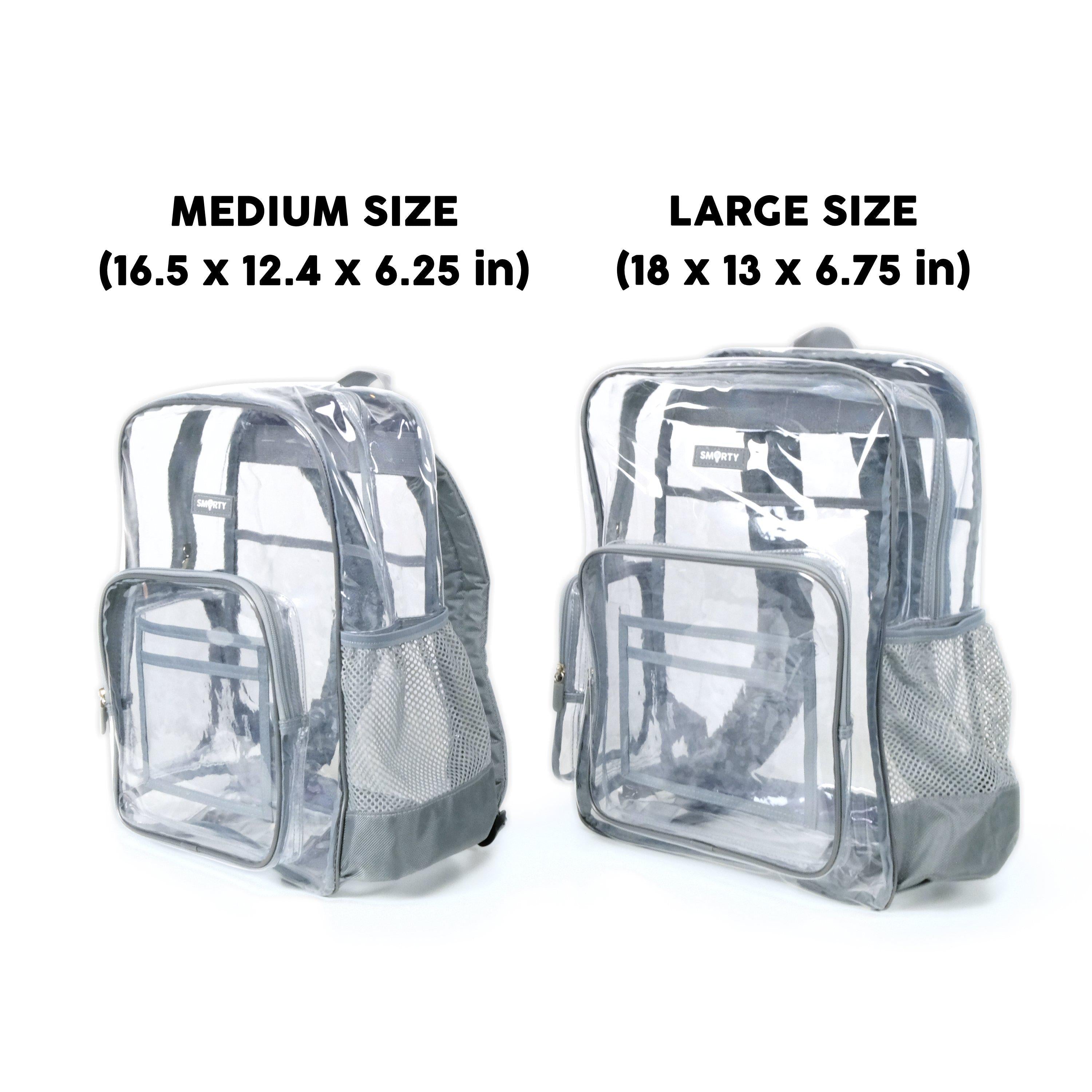 Heavy Duty Clear Backpack - Silver Gray (Medium) | SMARTY Clear Co.
