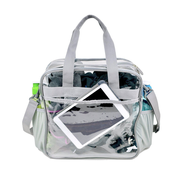 Large Heavy Duty Clear Game Day Stadium Bag - Silver Gray