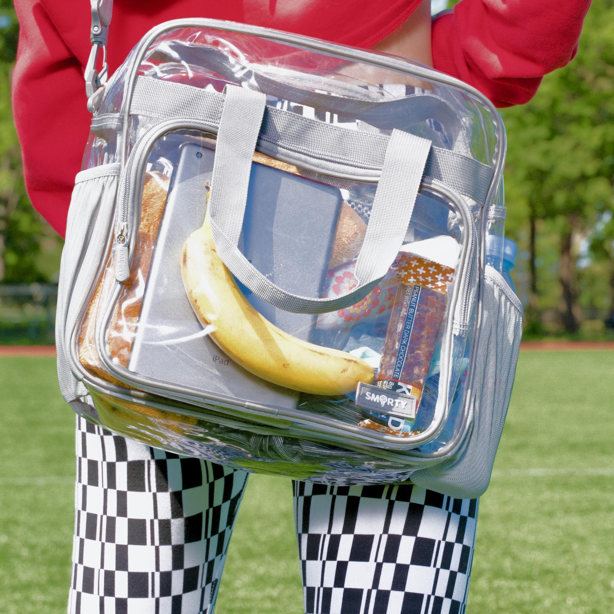 Large Heavy Duty Clear Game Day Stadium Bag - Silver Gray