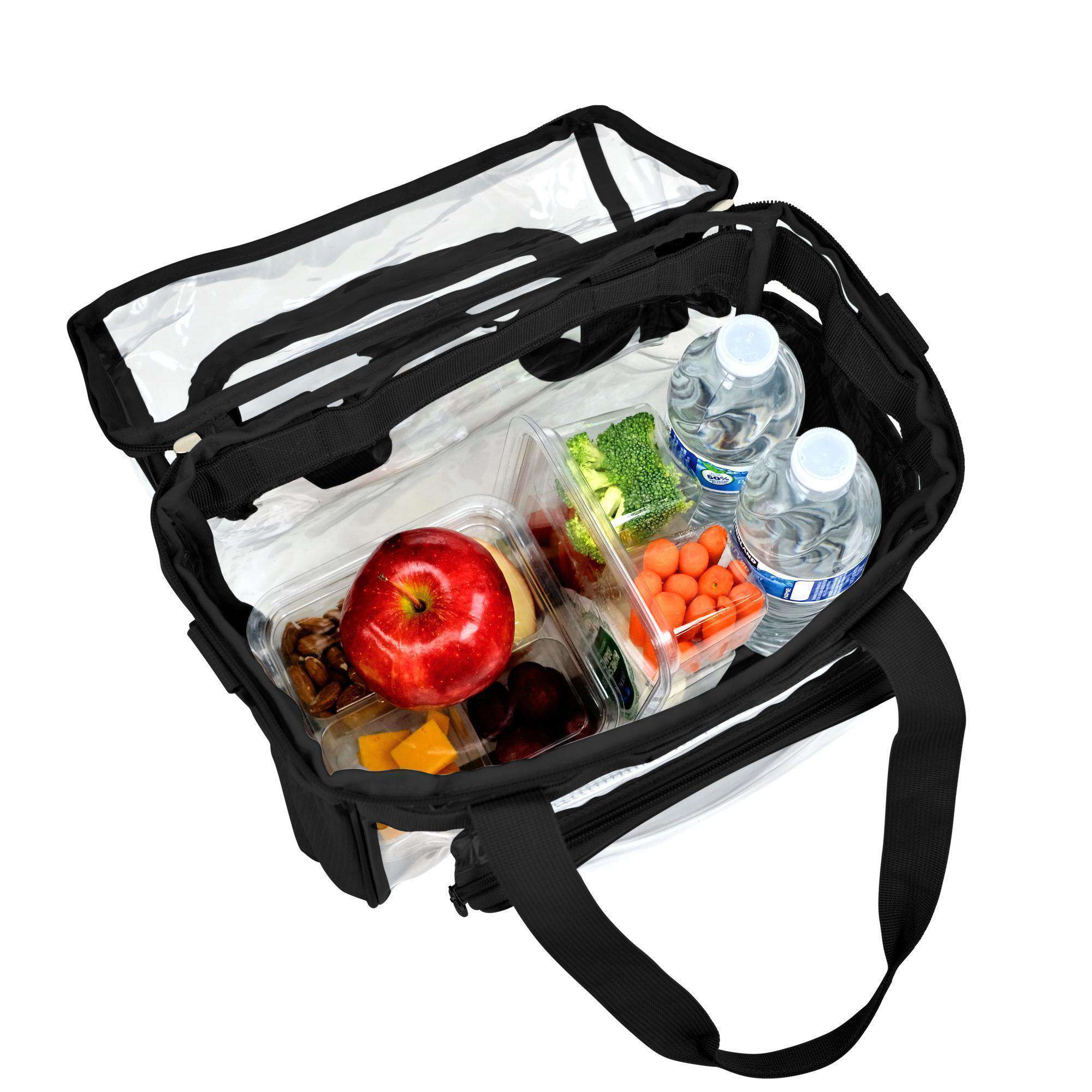 Large Heavy Duty Clear Lunch Tote Stadium Bag - Bold Black