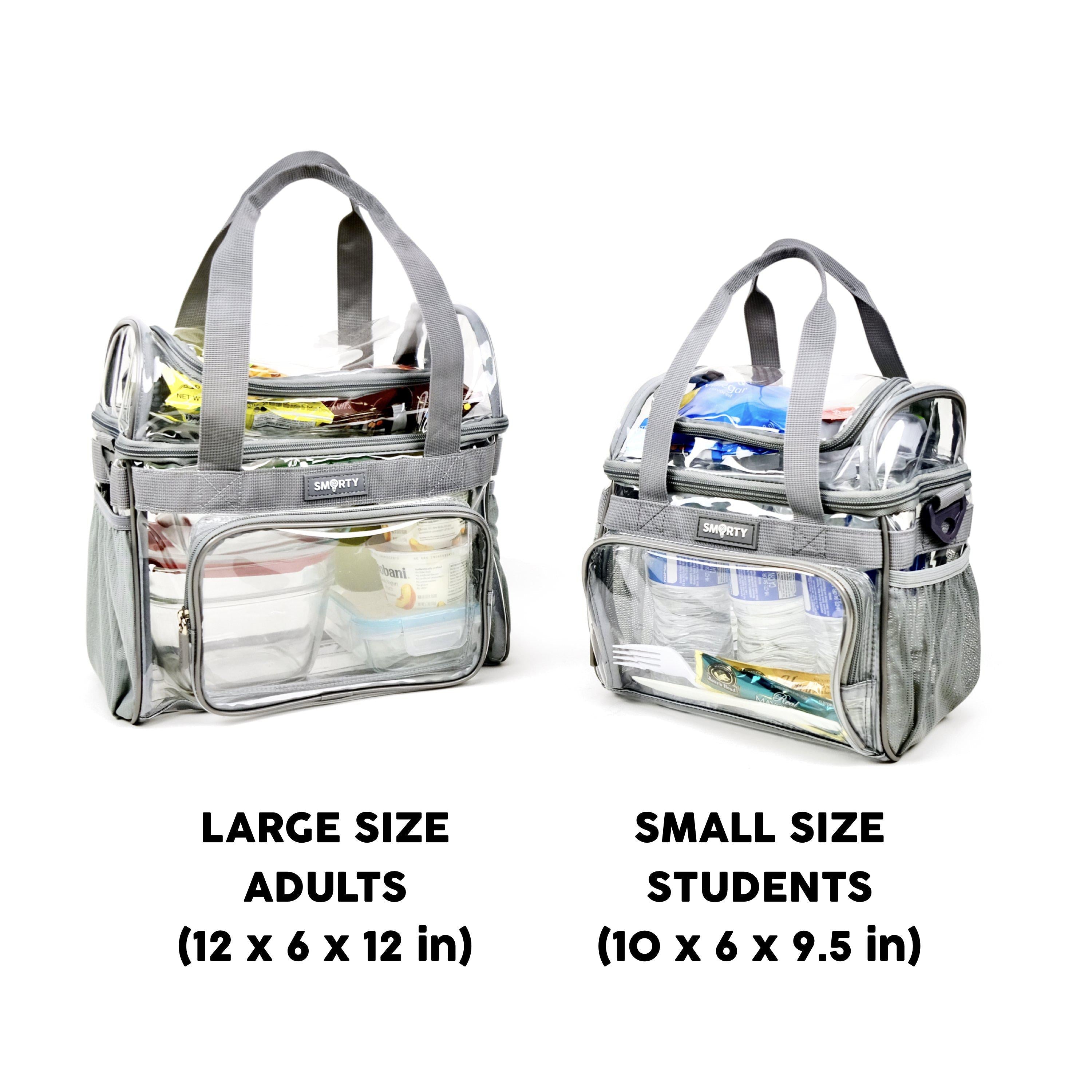 Large Heavy Duty Clear Lunch Tote Stadium Bag - Silver Gray