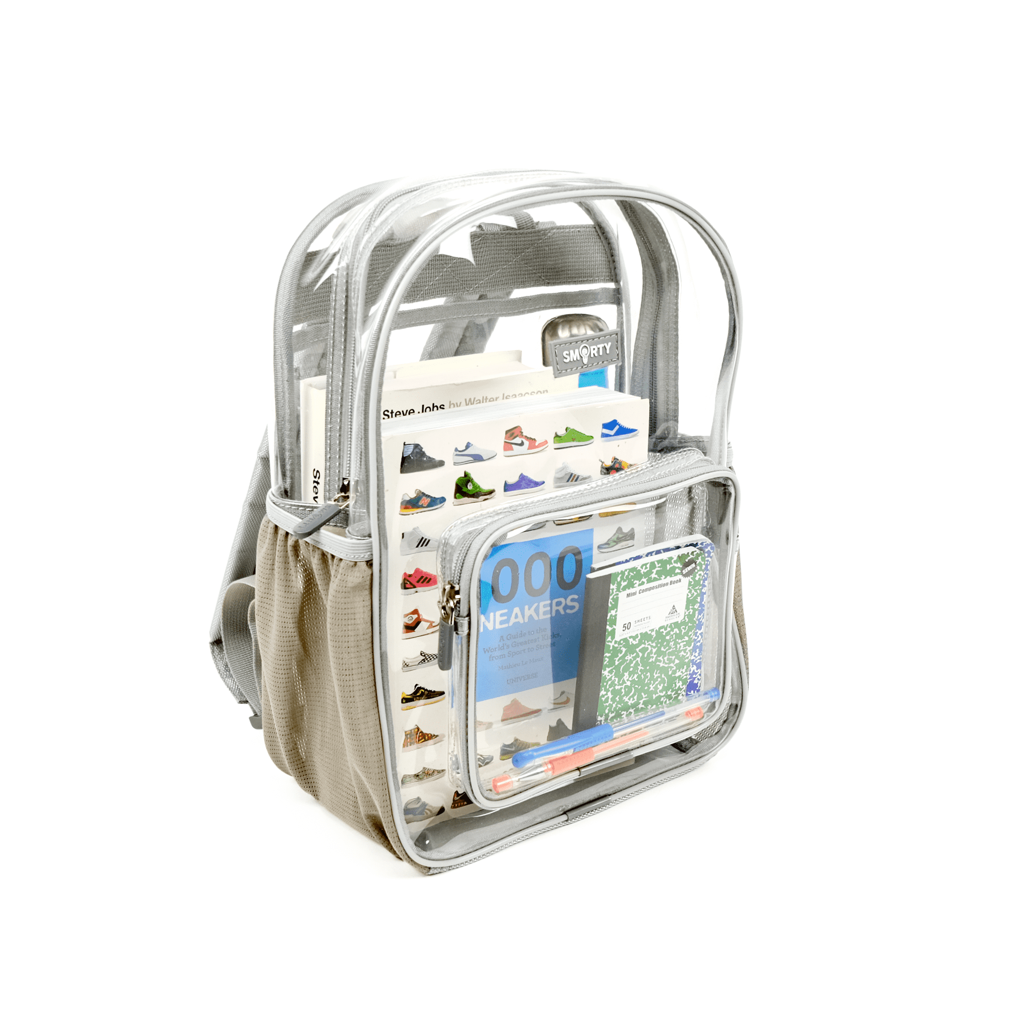 Small Heavy Duty Clear Backpack - Silver Gray (Small) | SMARTY Clear Co.