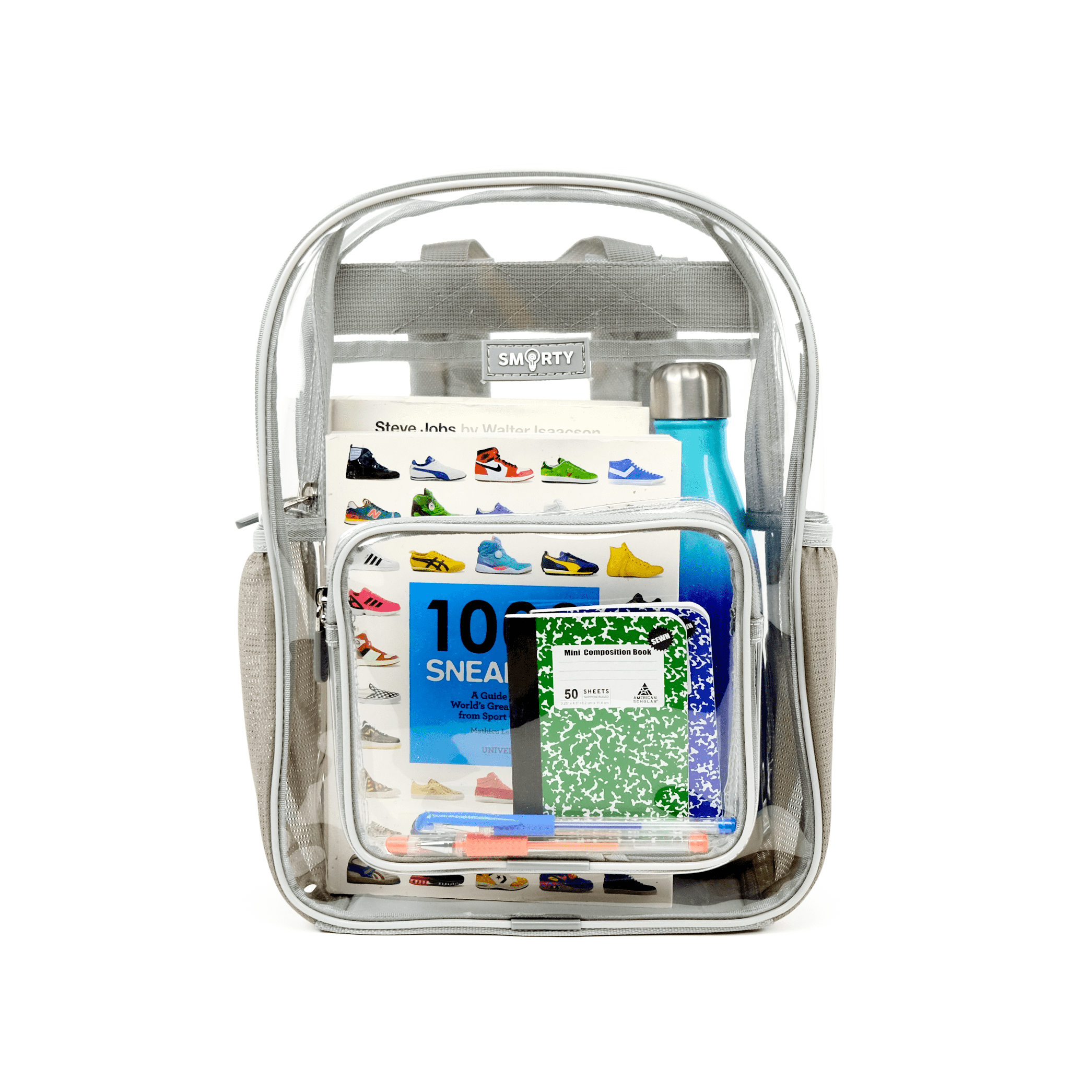 Small Heavy Duty Clear Backpack - Silver Gray (Small) | SMARTY Clear Co.