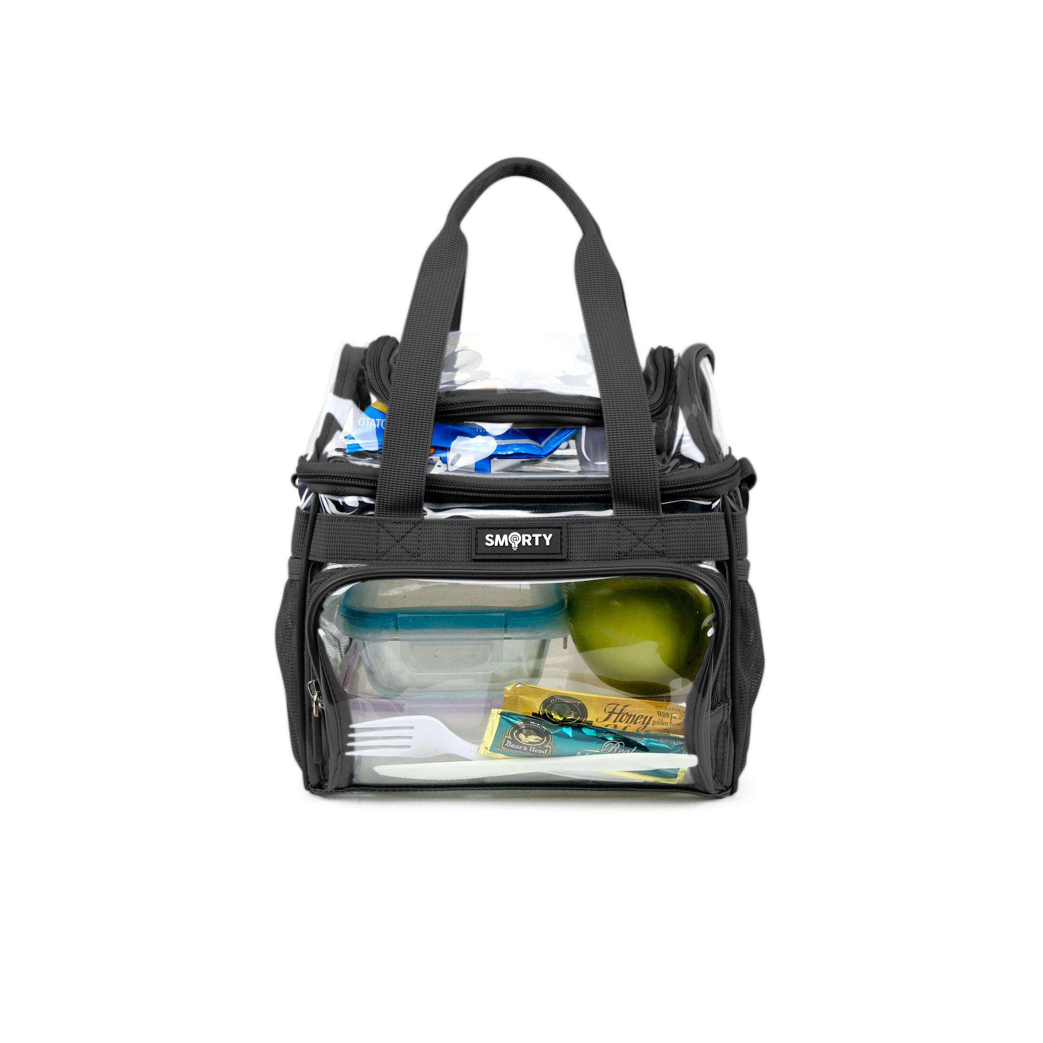 Small Heavy Duty Clear Lunch Tote Stadium Bag - Bold Black