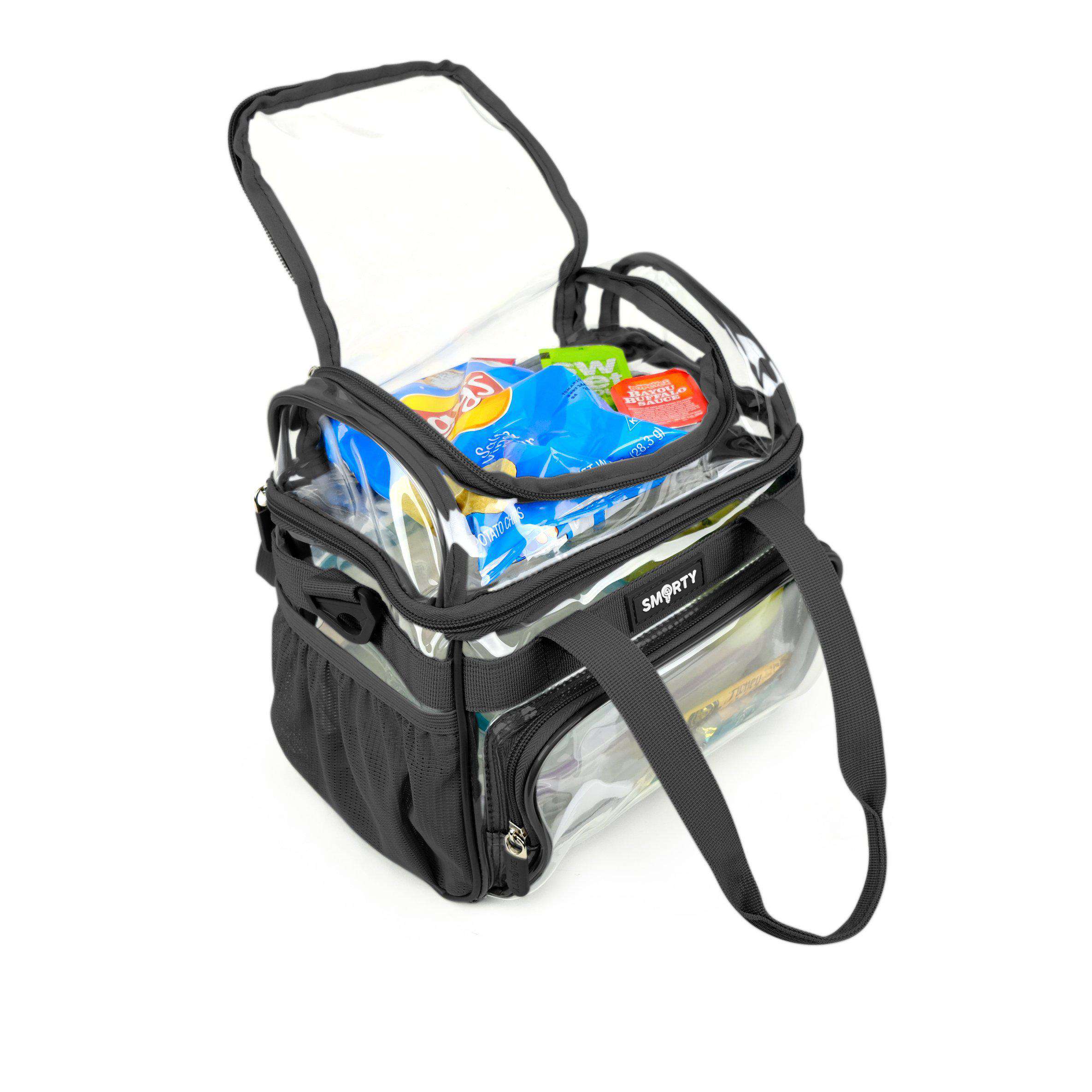 Small Heavy Duty Clear Lunch Tote Stadium Bag - Bold Black