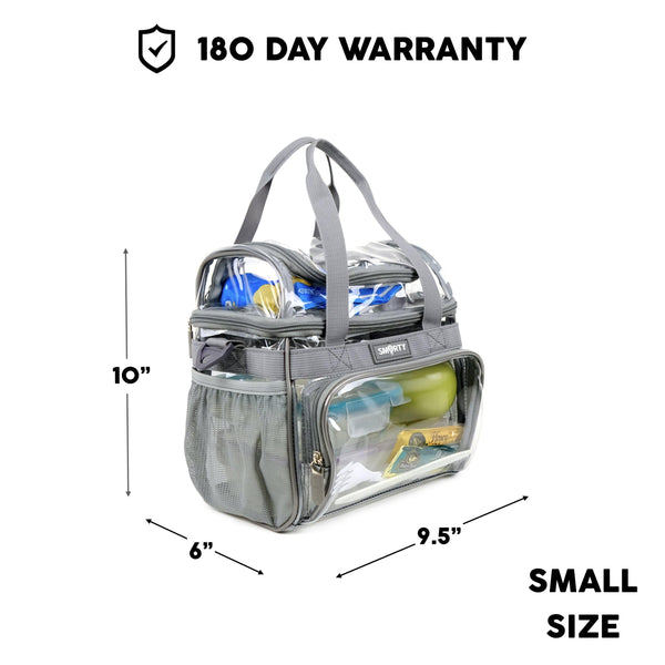 Small Heavy Duty Clear Lunch Tote Stadium Bag - Silver Gray