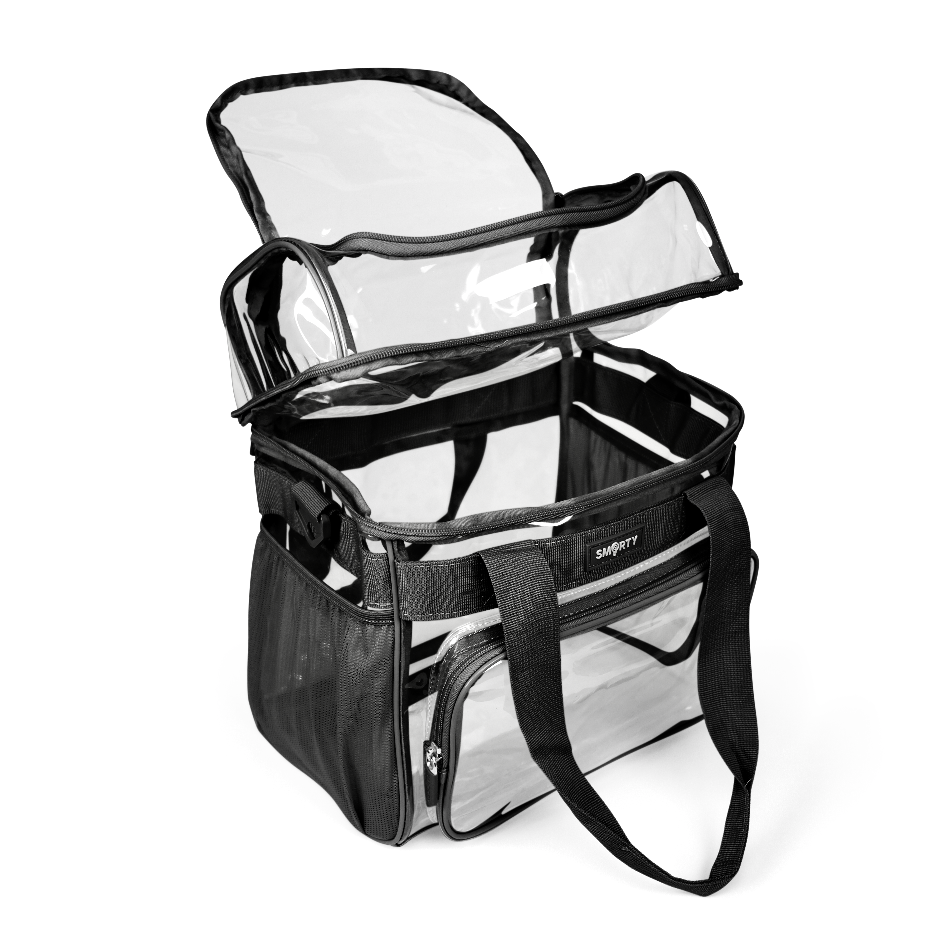 XL Heavy Duty Clear Lunch Tote Bag (Extra Large) - Bold Black
