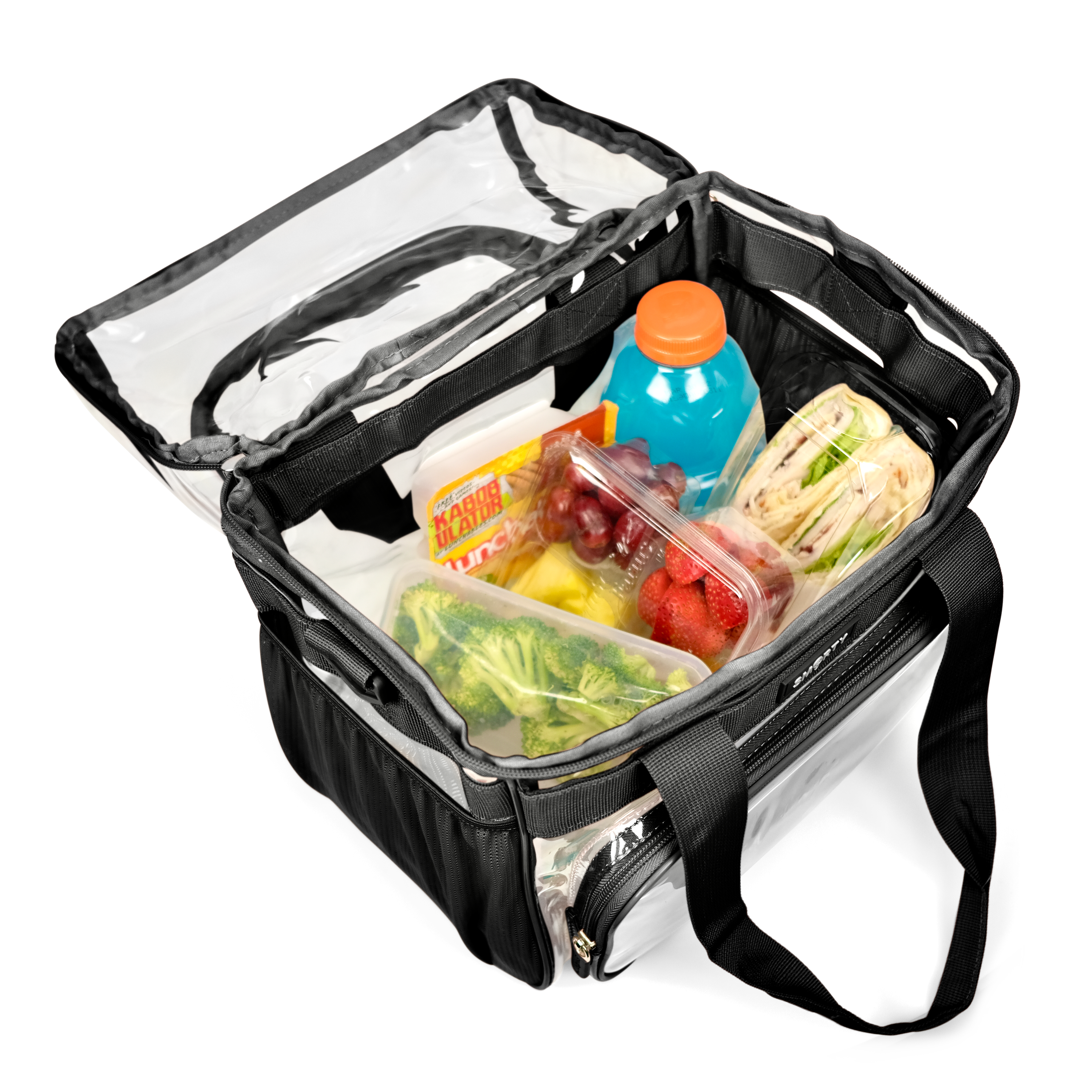 XL Heavy Duty Clear Lunch Tote Bag (Extra Large) - Bold Black